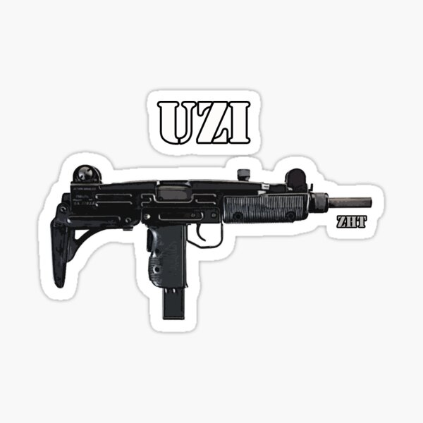 "Uzi submachine gun" Sticker by ZuluHistoryTees | Redbubble