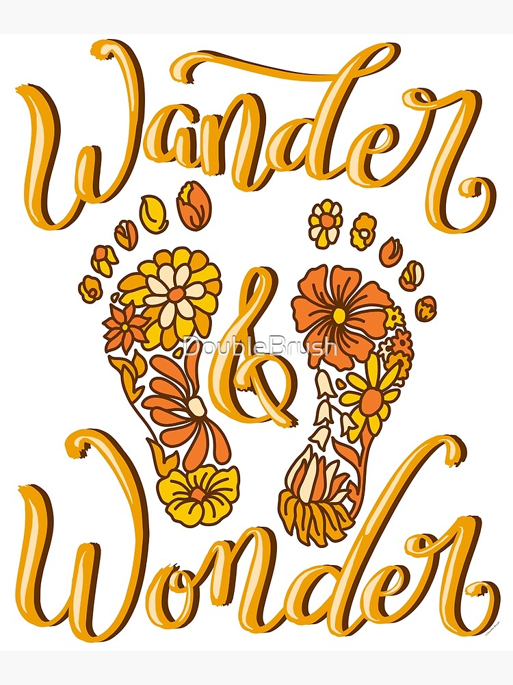 "Wander & Wonder Boho Hippie 70s 80s Flower Power Walking Feet Design ...