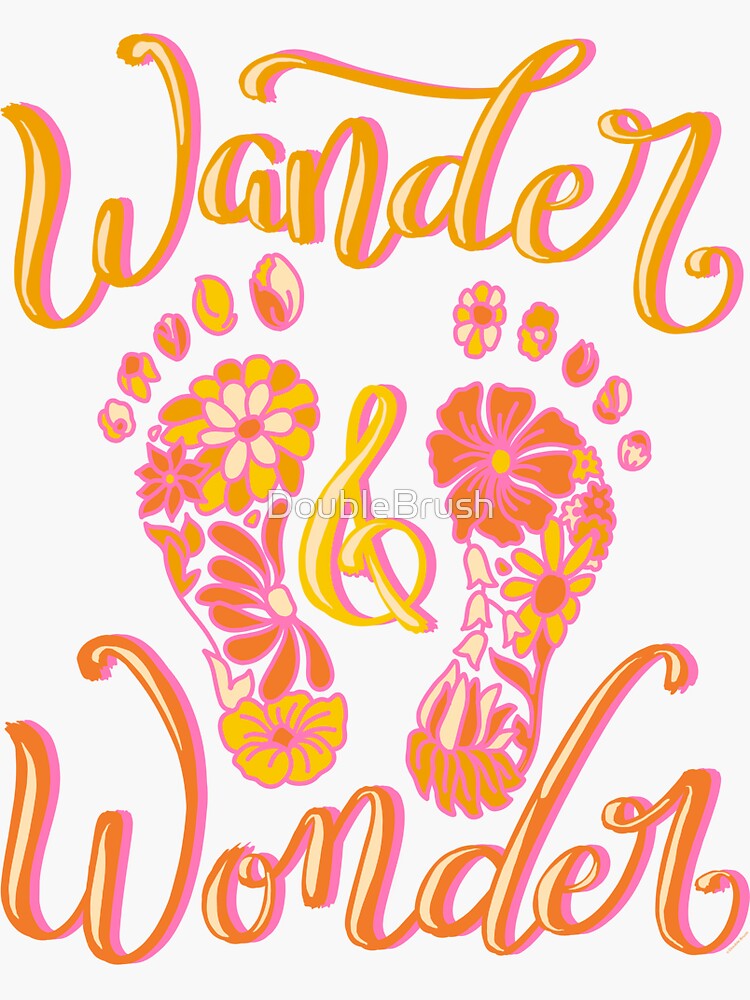 "Walking Barefoot Pink Flowers Wander & Wonder Nature Hand Drawn Feet ...