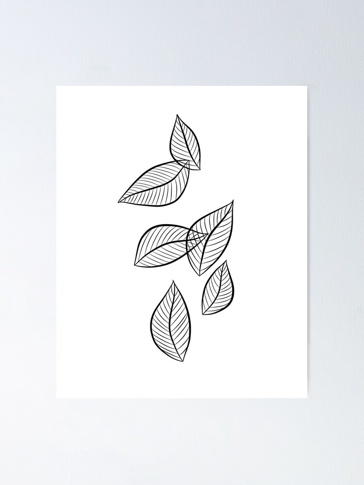 "Falling Leaves Line Art Drawing" Poster for Sale by Odyanne | Redbubble