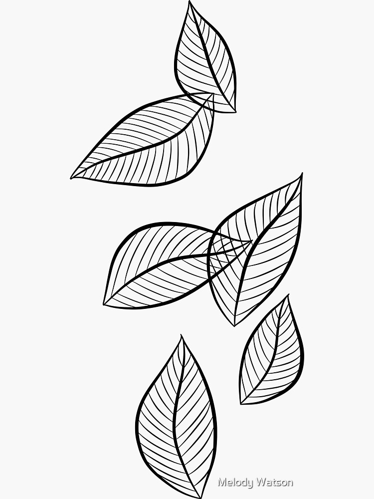 "Falling Leaves Line Art Drawing" Sticker for Sale by Odyanne | Redbubble