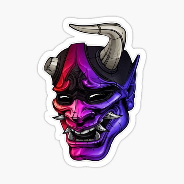 "portrait of a Japanese hannya mask" Sticker by Volonoff | Redbubble