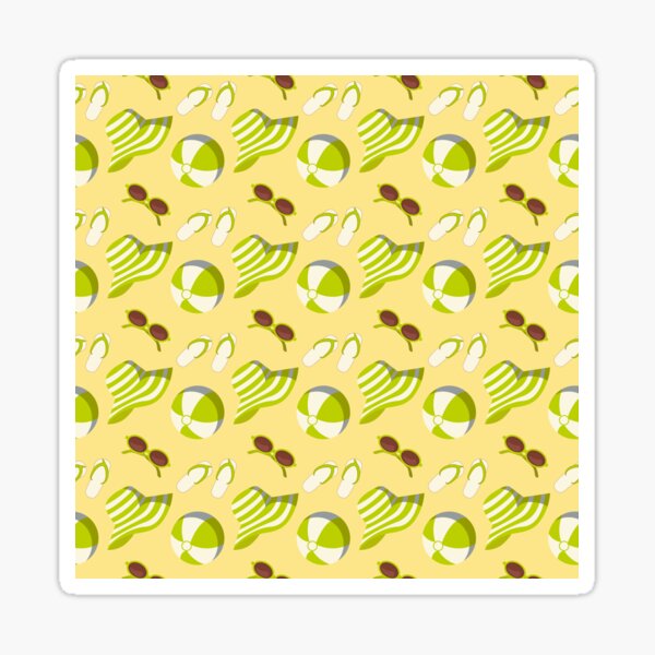 "Beach design pattern with sunglasses and sun hat" Sticker by CutieBlue ...
