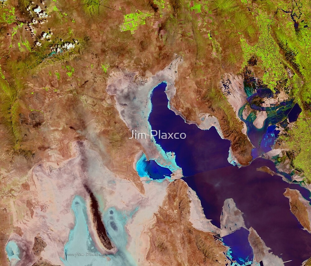 "Great Salt Lake Utah Satellite Image" by Jim Plaxco | Redbubble