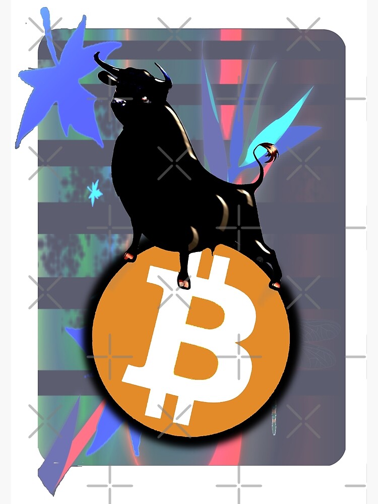 " BITCOIN BULL. COLOUR BACKGROUND" Poster for Sale by chepea2 | Redbubble