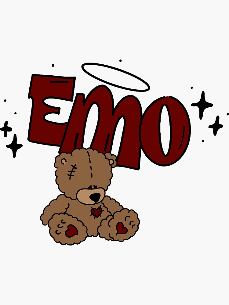 "emo teddy bear in red and brown" Sticker for Sale by y2kdiariesbyliz ...
