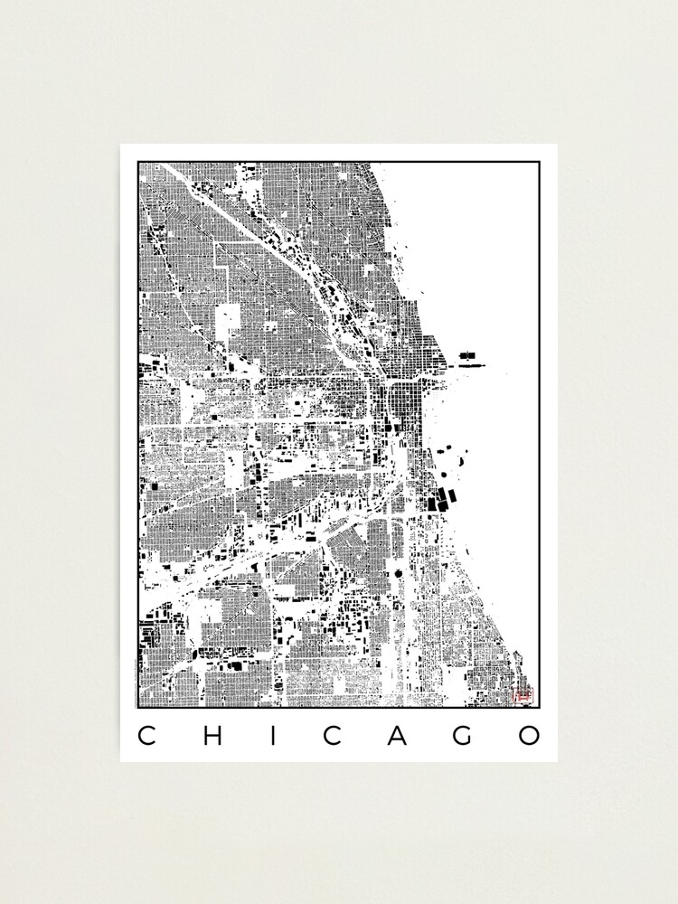 "Chicago Map Schwarzplan Only Buildings Urban Plan" Photographic Print by HubertRoguski | Redbubble