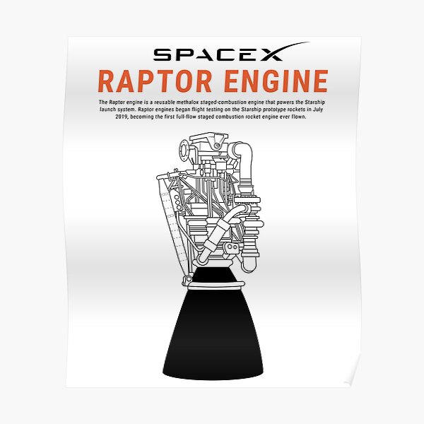 "Raptor Engine SpaceX " Poster for Sale by MartianCloset | Redbubble