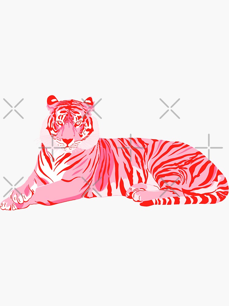 "pink and red tiger" Sticker for Sale by lizziesumner | Redbubble