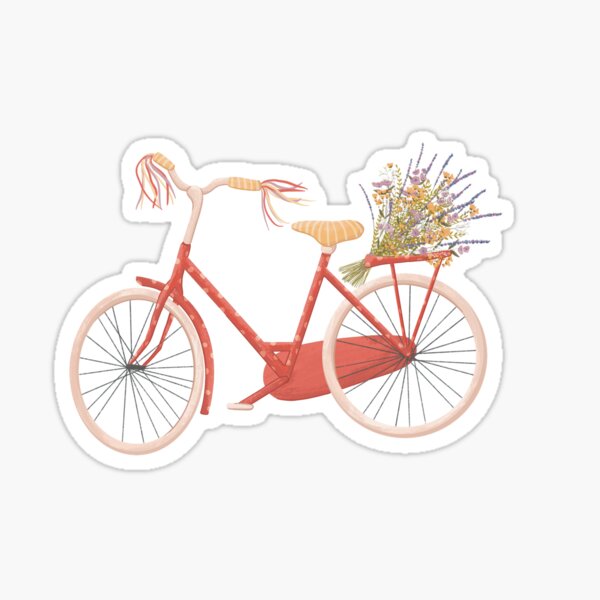 "Cute bike with flowers" Sticker for Sale by PinnipedPaper | Redbubble