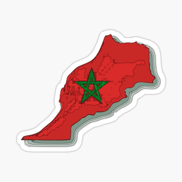 "Morocco Map With Moroccan Flag" Sticker by Havocgirl | Redbubble