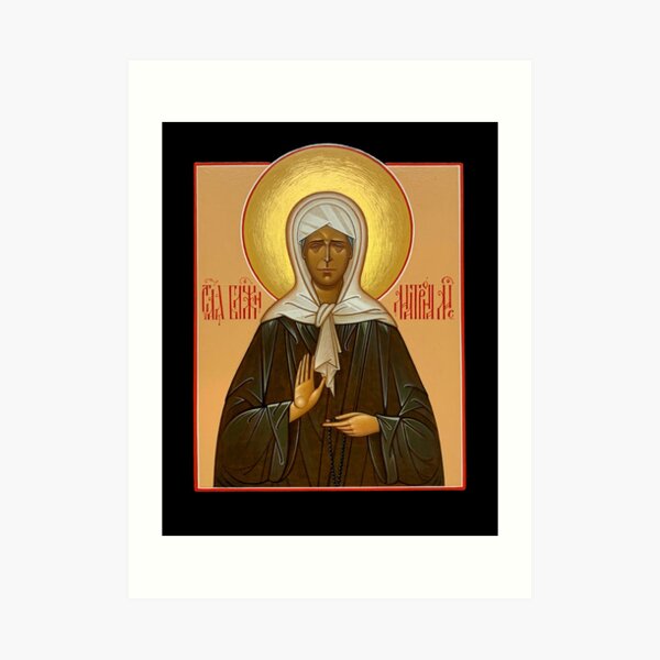Lámina artística «Icono ruso pintado a mano de Santa Matrona de Moscú ...