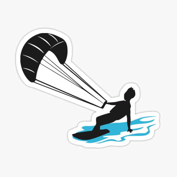 "kitesurfer on surfing board" Sticker for Sale by lachheb | Redbubble