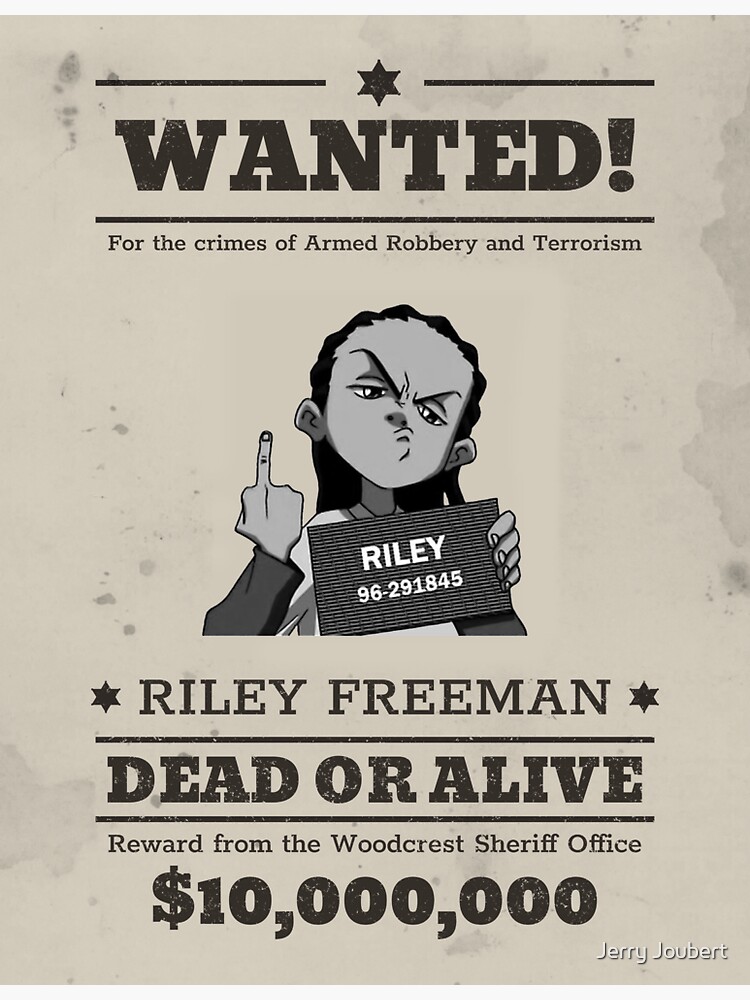 "Riley Freeman Wanted Poster - The Boondocks" Sticker for Sale by ...