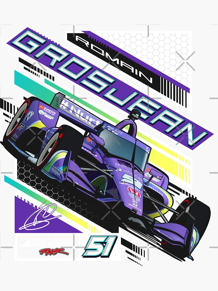 "IndyCar - #51 Grosjean" Sticker for Sale by Armands17 | Redbubble