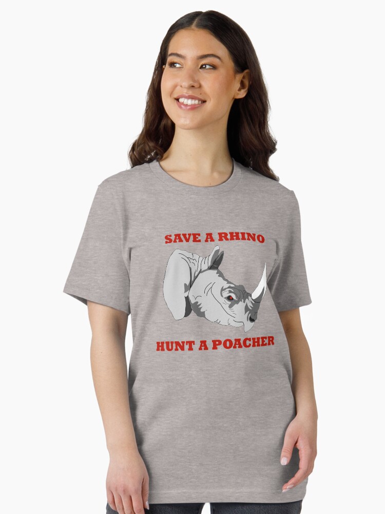 "Save A Rhino, Hunt A Poacher" Essential T-Shirt for Sale by WHWF ...