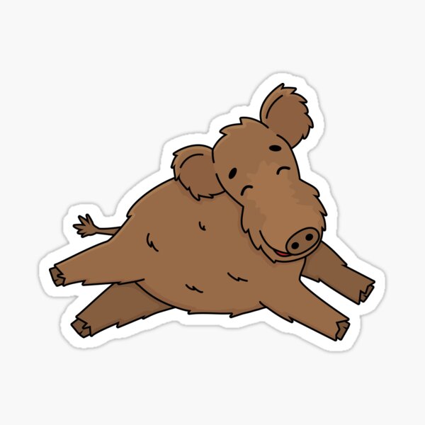 "Brown cute fluffy outline cartoon boar male wild pig, animal is happy ...