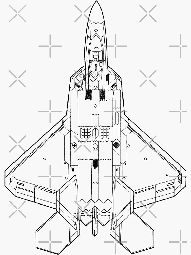 "F-22Raptor Schematic Sticker" Sticker for Sale by NicFullerArt | Redbubble