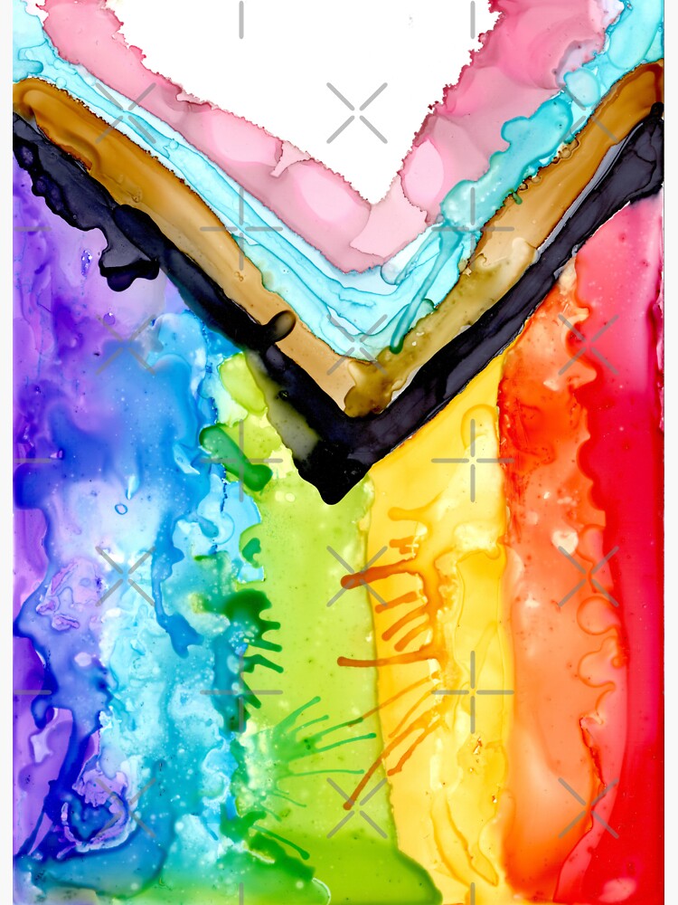 "Inclusive Pride Flag (Alcohol ink and mixed media pour)" Sticker for ...