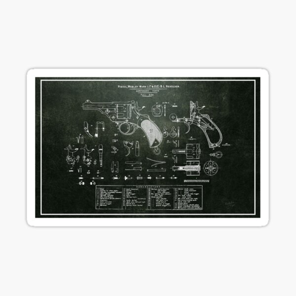 "Webley Pistol Blueprint" Sticker for Sale by rusticwolf | Redbubble
