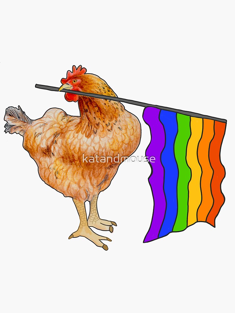 "Gay Pride Chicken" Sticker for Sale by katandmouse | Redbubble