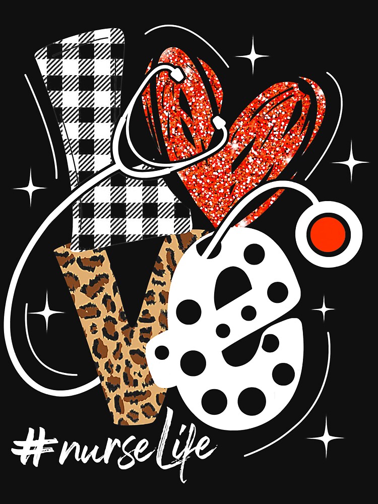 Nurse Life Rn Lpn Cna Healthcare Cheetah Heart Leopard Funny T Shirt