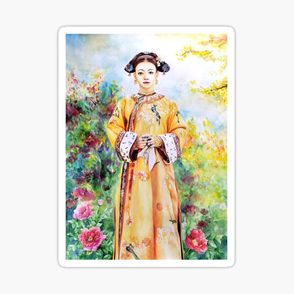 "Traditional Qing Dynasty Girl Clothing - Watercolor Background ...