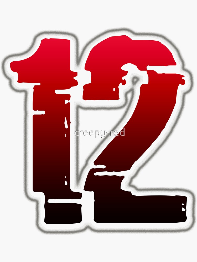 "Creepy Red Number 12" Sticker for Sale by creepy-red | Redbubble