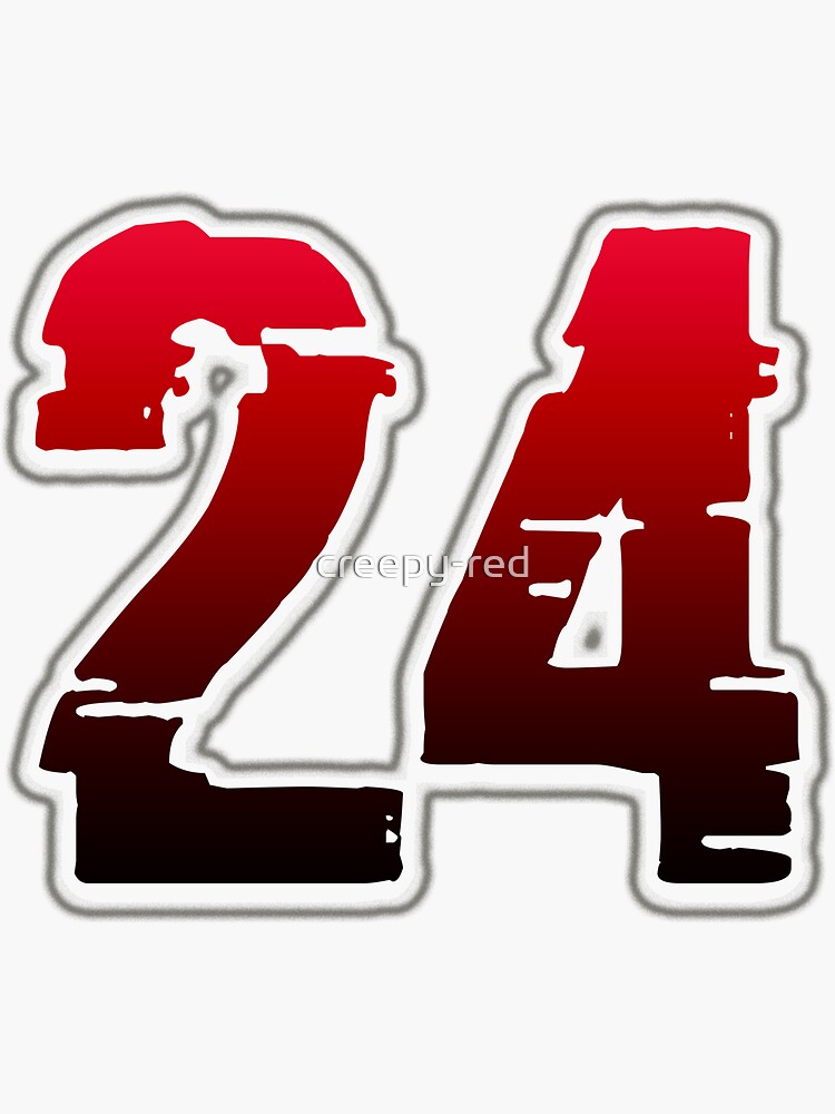 "Creepy Red Number 24" Sticker for Sale by creepy-red | Redbubble