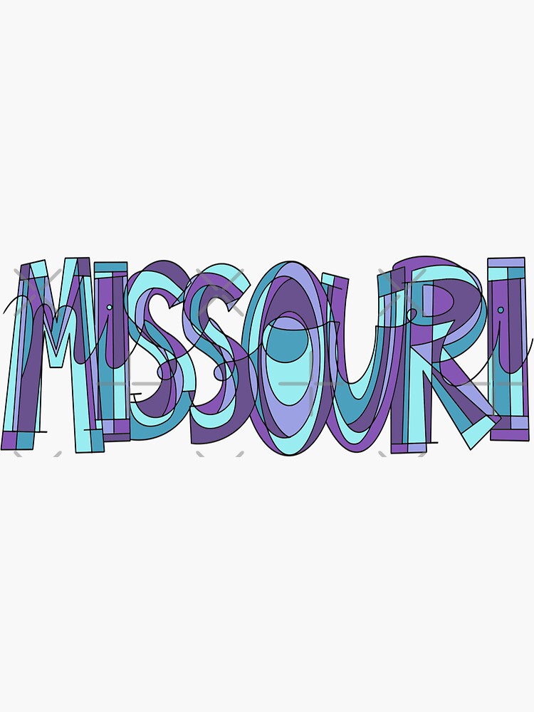 "Blue and Purple Missouri Word Doodle" Sticker for Sale by klaireep ...