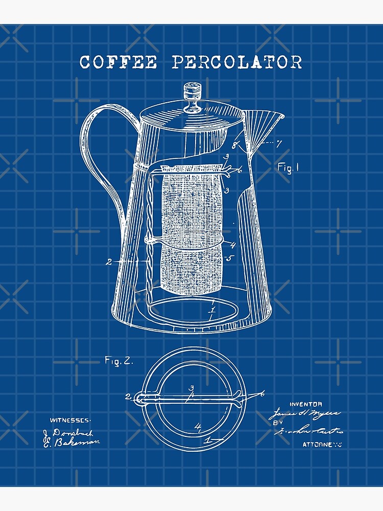 "Coffee Percolator Technical Drawing Patent Blueprint" Poster for Sale ...
