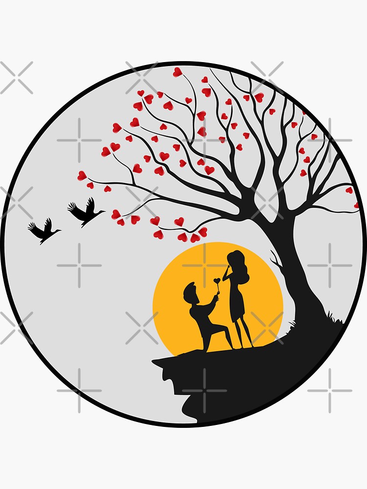 "Couple under a tree Romantic Proposal" Sticker for Sale by MSRIMA ...