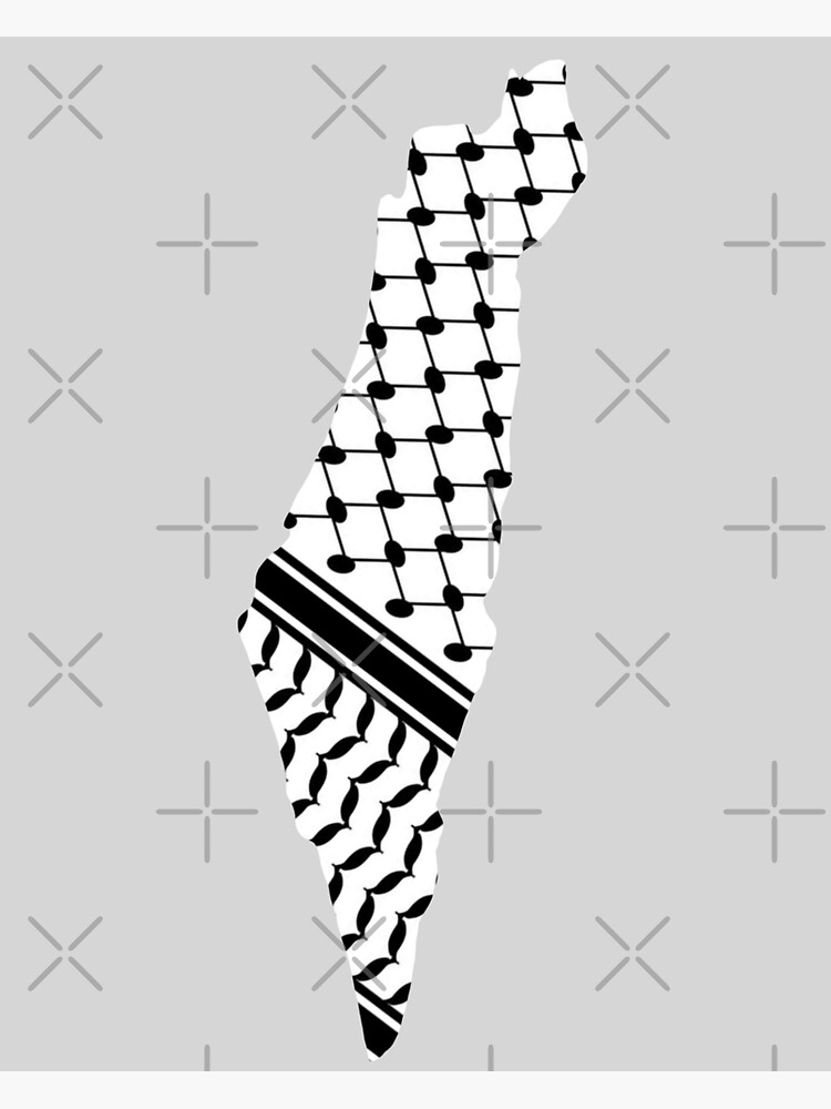 "Palestinian map with Hatta Kufiya Pattern " Poster for Sale by ...