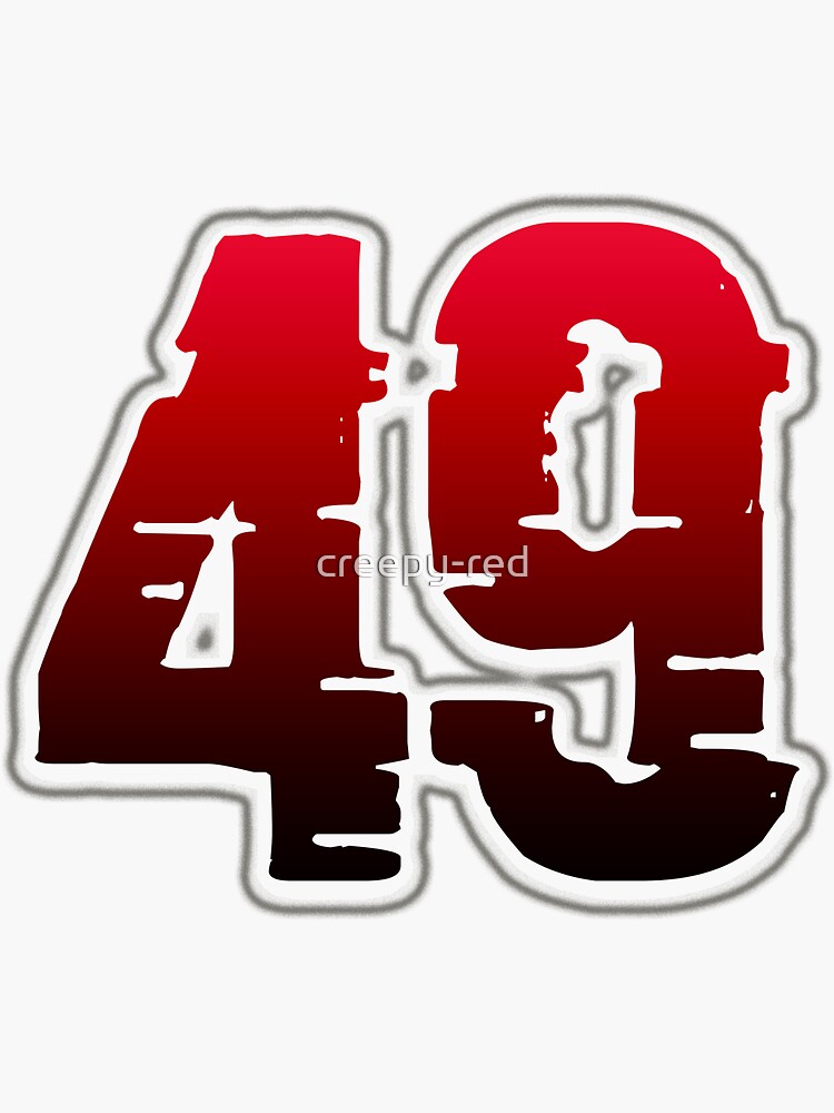 "Creepy Red Number 49" Sticker for Sale by creepy-red | Redbubble