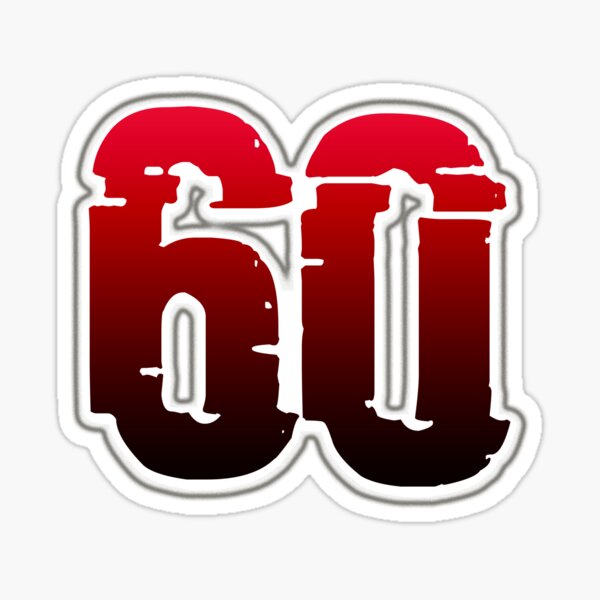 "Creepy Red Number 60" Sticker for Sale by creepy-red | Redbubble