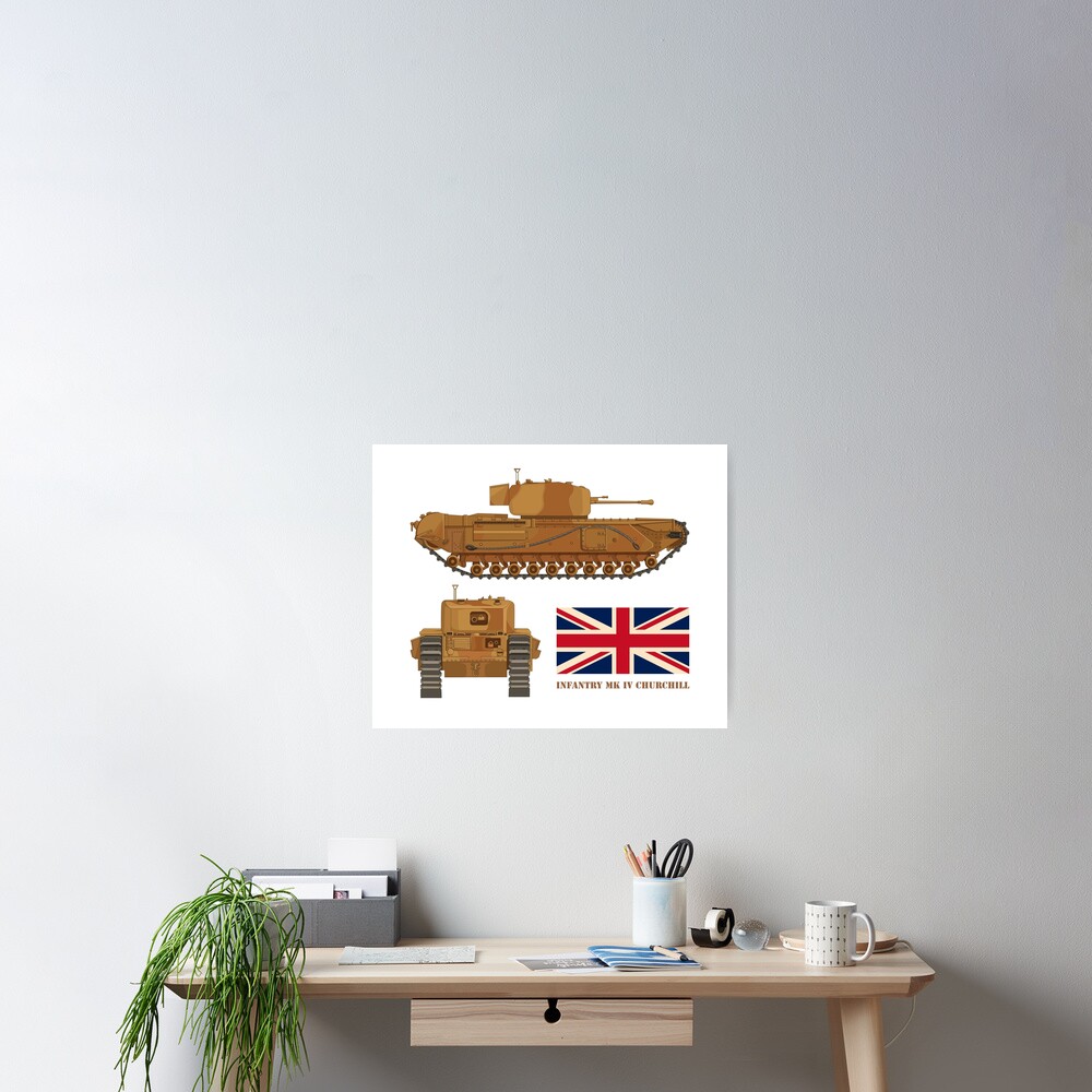 "Churchill Infantry Tank Mark IV WW2 British Tanks Flag Gifts" Poster ...