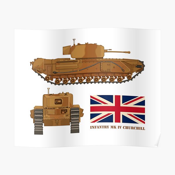 "Churchill Infantry Tank Mark IV WW2 British Tanks Flag Gifts" Poster ...