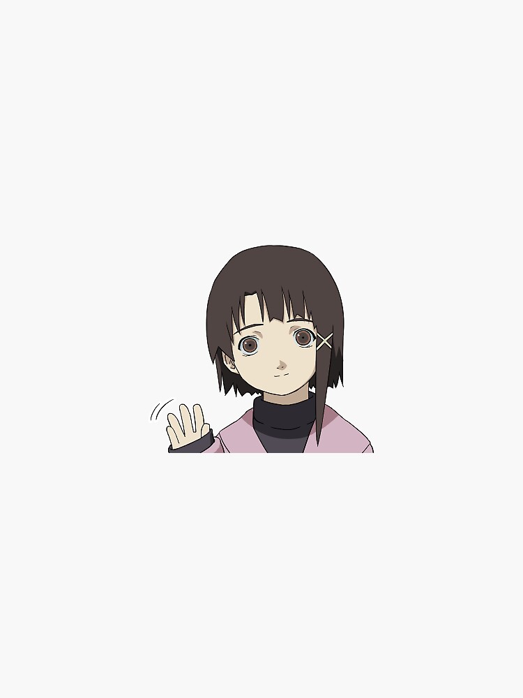 "Lain waving" Sticker for Sale by Lil Stank | Redbubble