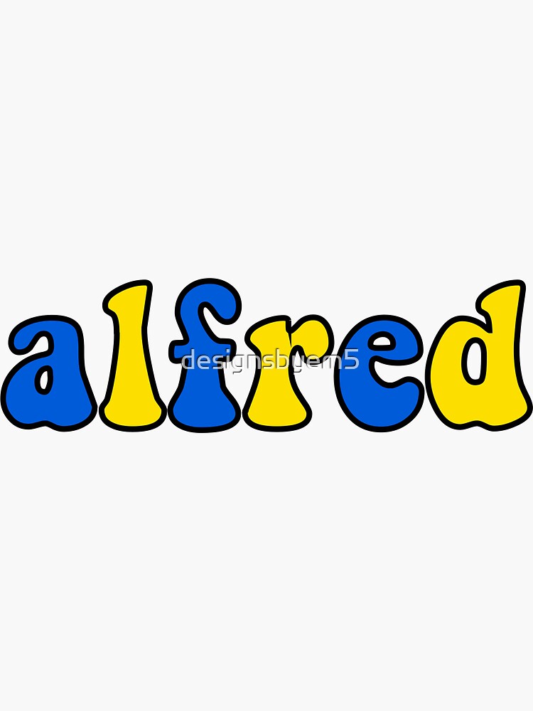 "Alfred Blue and Yellow Black Outline" Sticker for Sale by designsbyem5 ...