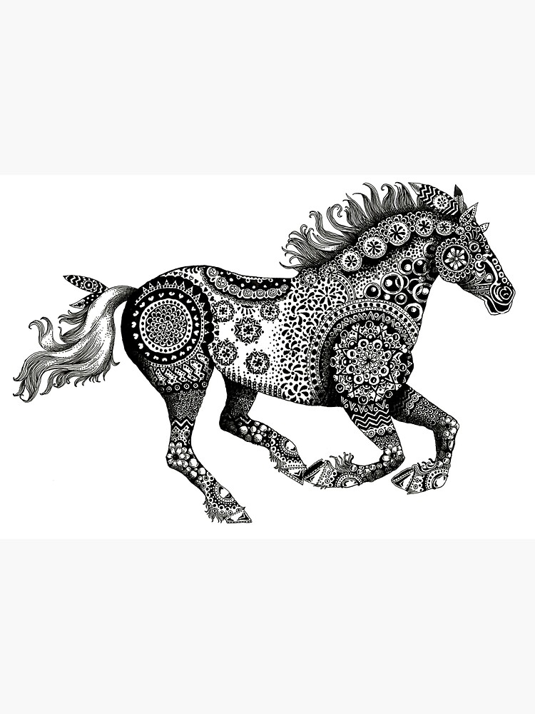 "Tribal Running Horse" Sticker by jdimmettart | Redbubble