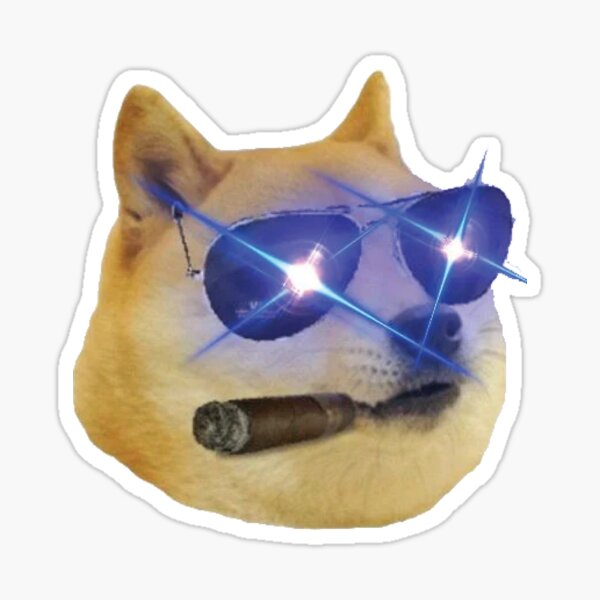 "Funny Doge Laser Eyes, Dogecoin Doge Cryptocurrency" Sticker for Sale ...