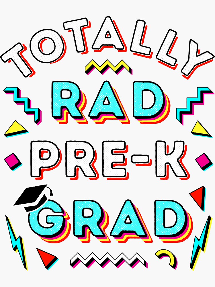 "Totally Rad Pre-K Grad Gift Fun Boy Girl PreK Graduation Cap " Sticker ...