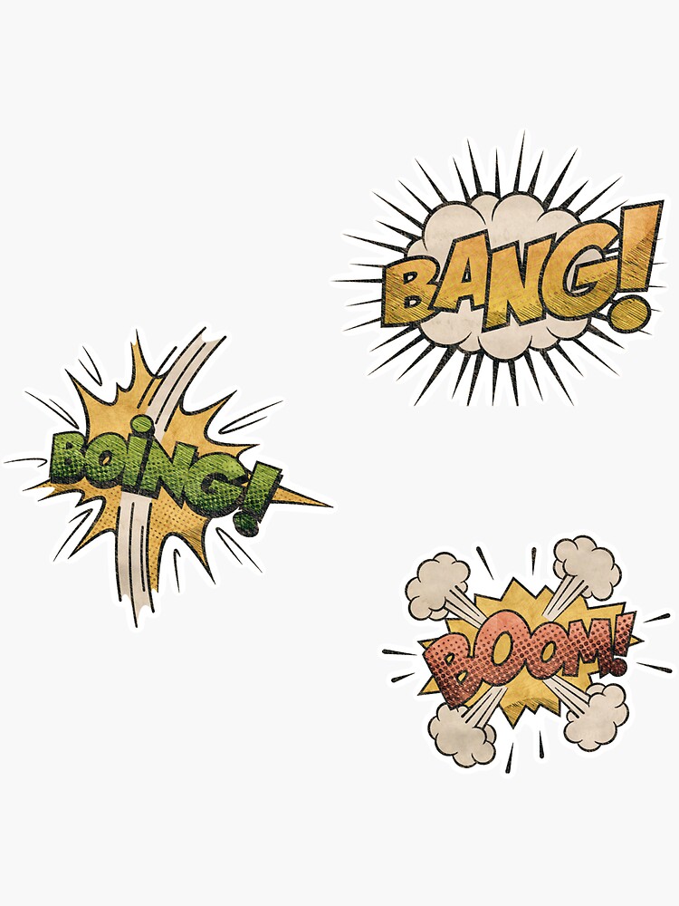 "Vintage Bang Boing Boom Comic Sounds Set Pack" Sticker for Sale by ...