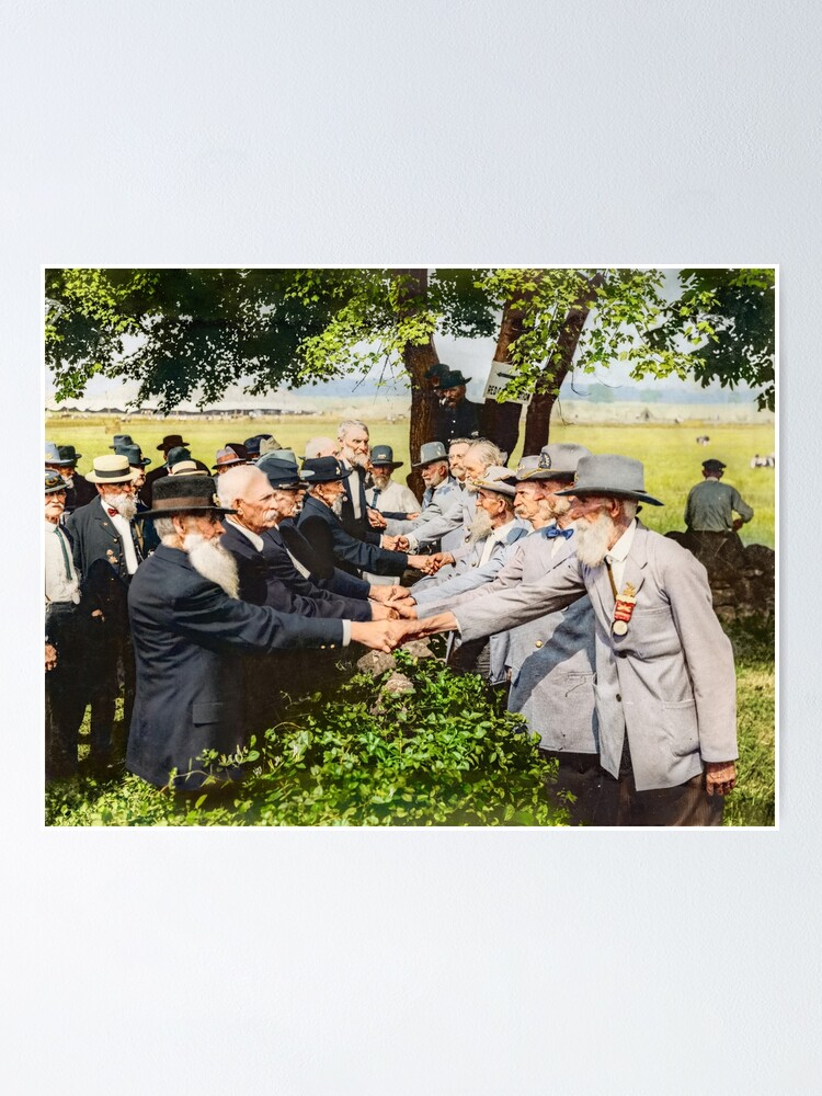 "Confederate and Union veterans at Gettysburg reunion in the year 1913 ...