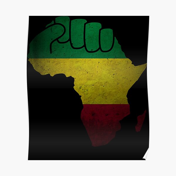"Africa Black Power Africa Map Raised Fist African " Poster by IFFOUR ...