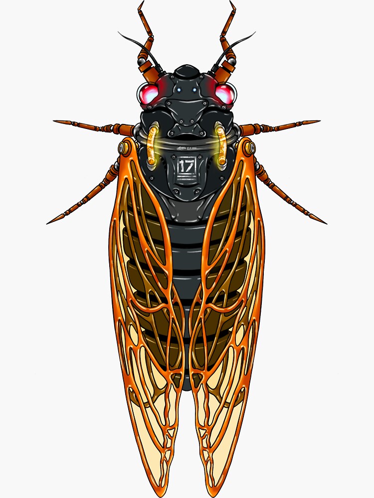 "Robotic Cicada Shiny Version" Sticker for Sale by RavenSuma | Redbubble
