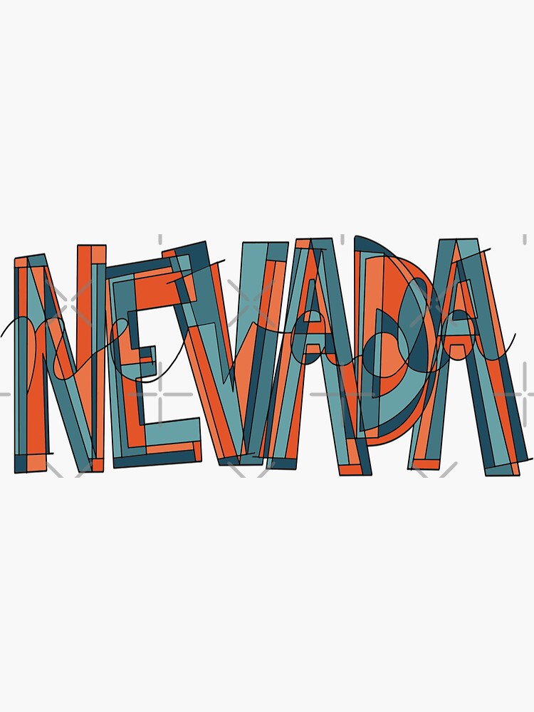 "Blue and Orange Nevada Word Doodle" Sticker for Sale by klaireep ...