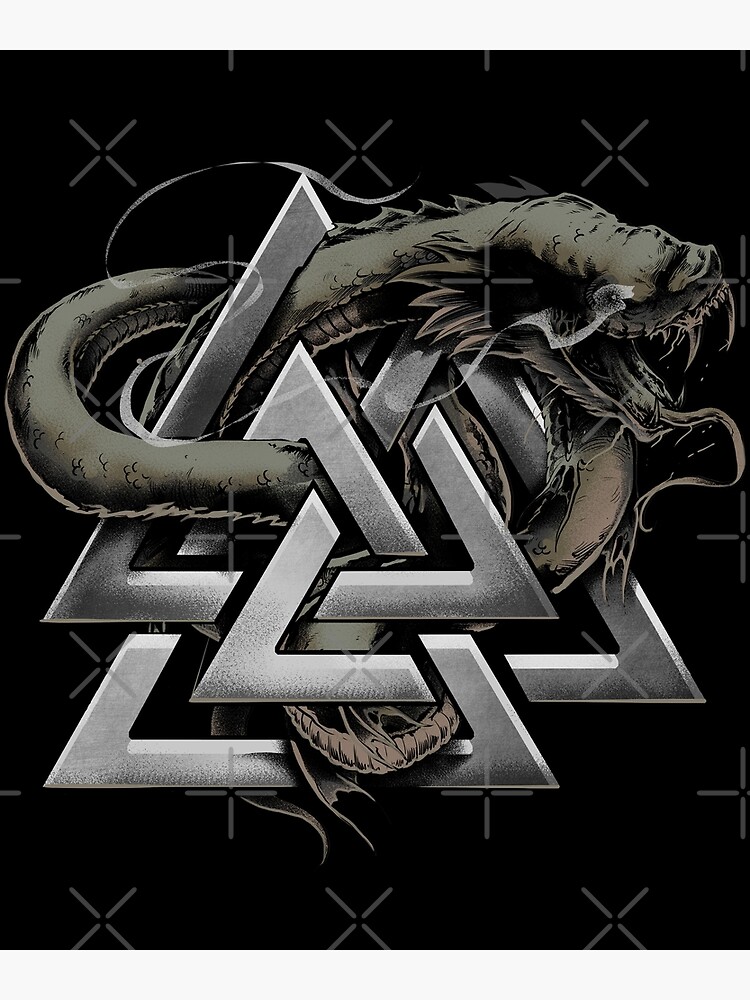 Póster «Viking Valknut Jormungandr Mitología pagana nórdica Serpiente ...