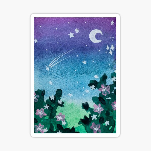 "Night sky Flower Bush" Sticker for Sale by raffaelas-art | Redbubble