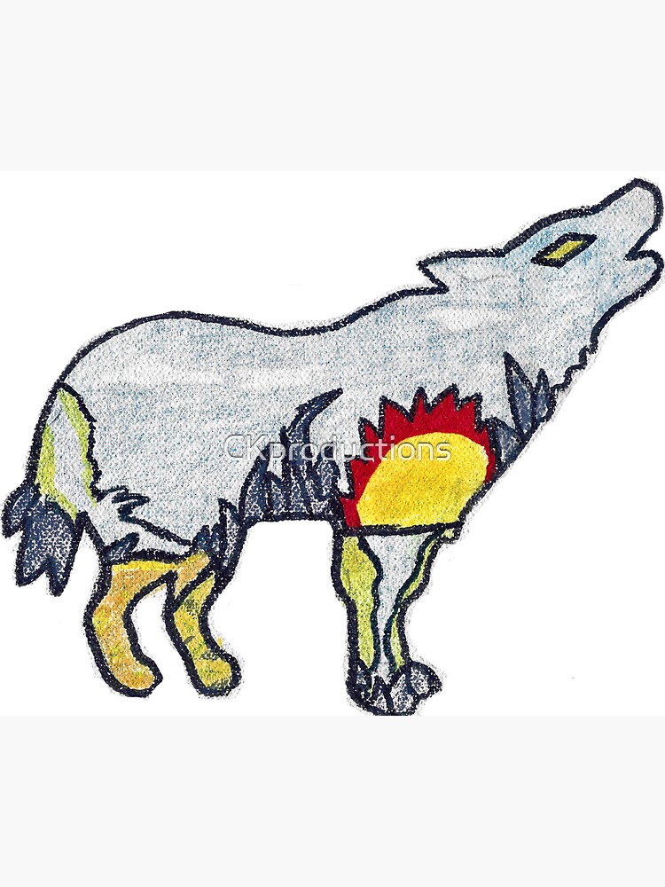"Sunrise Wolf - Hand-drawn - Design 1" Sticker for Sale by ...